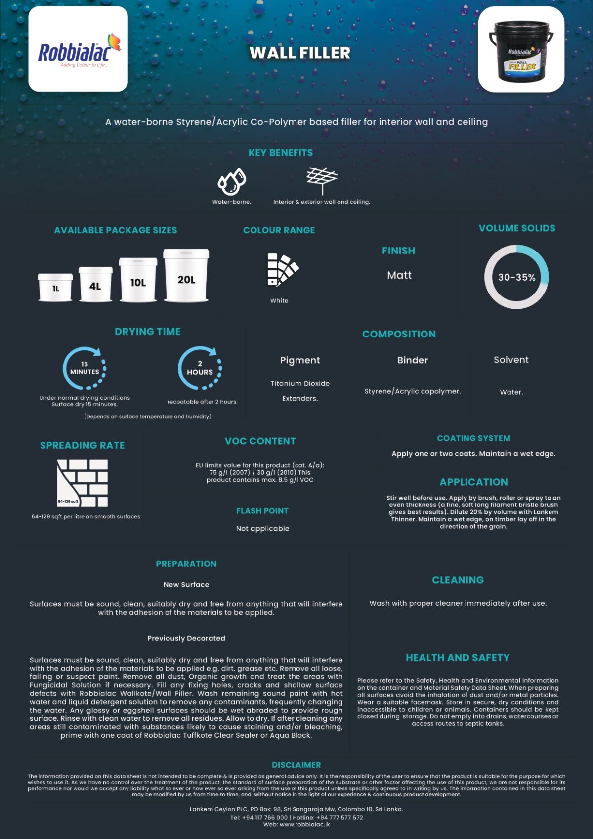 ACRYLIC WALL FILLER – Robbialac